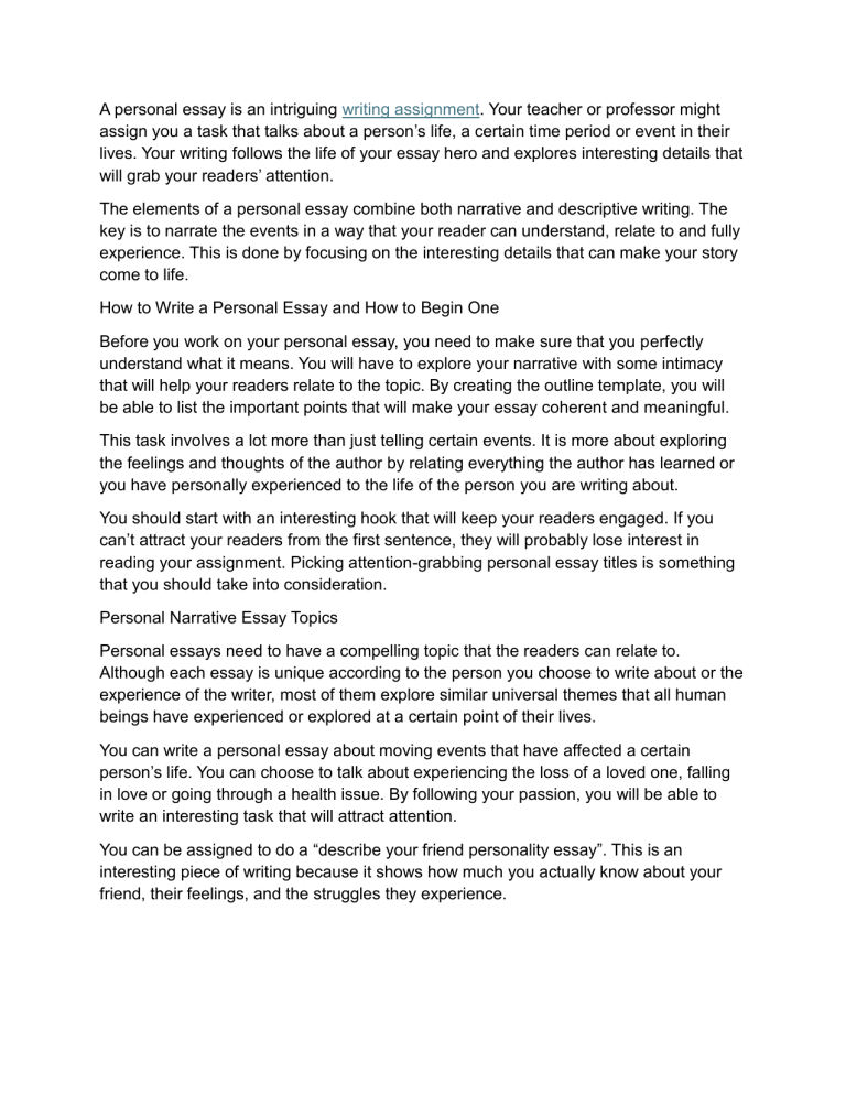 Personal Essay Writing Guide: Topics & Tips