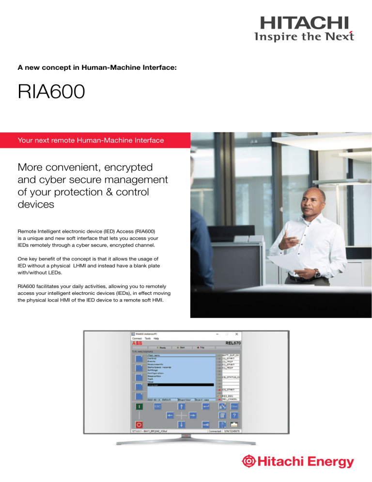 RIA600: Remote HMI for Protection & Control Devices