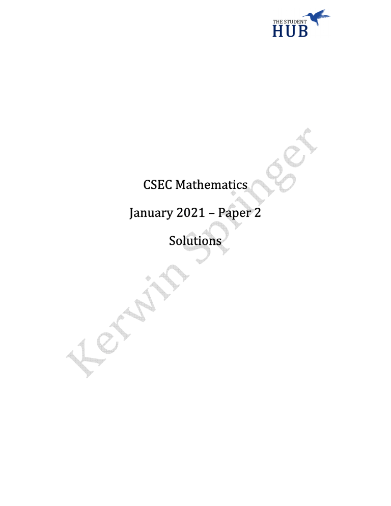 CSEC Math January 2021 Paper 2 Solutions