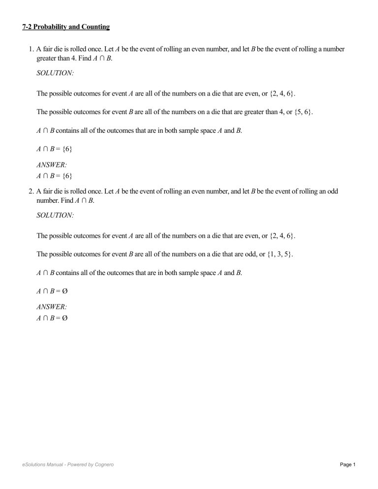 Probability & Counting Solutions: Dice, Cards, Spinners