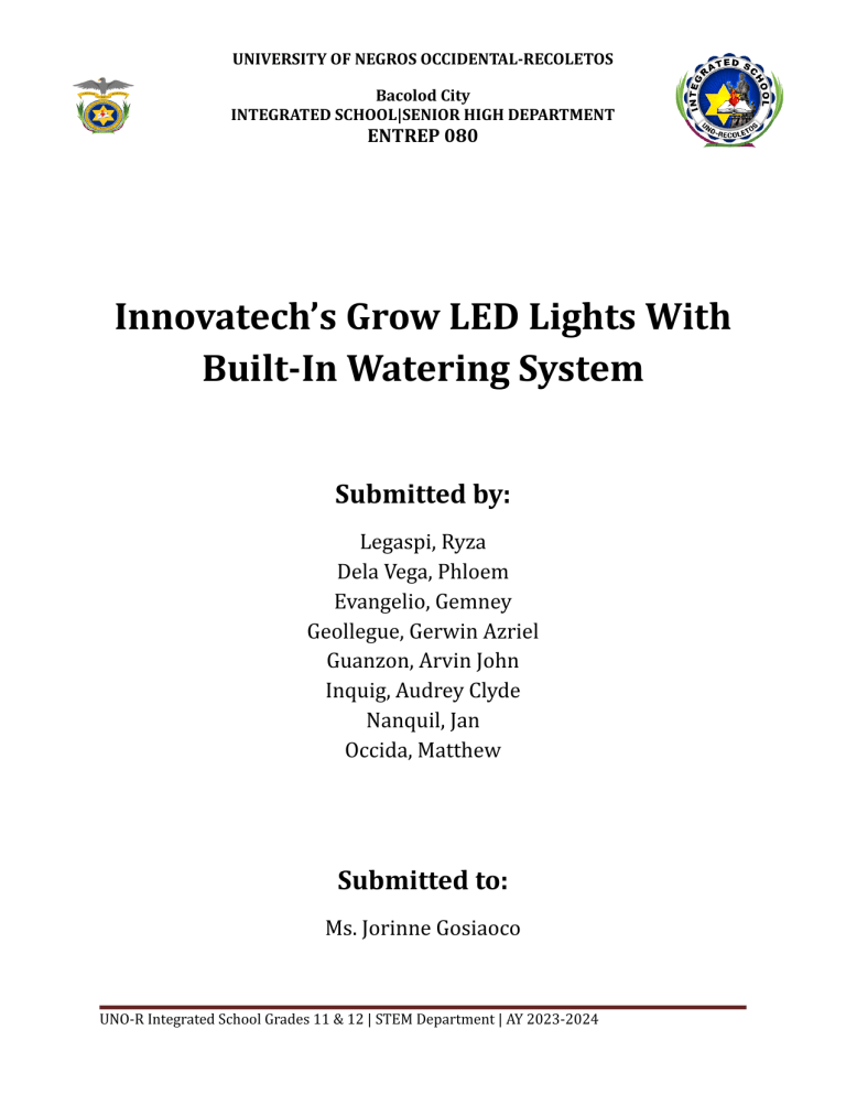 Innovatech Grow LED Lights: Project Proposal