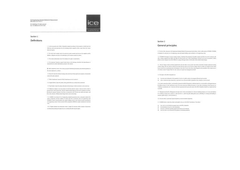 CESMM4: Civil Engineering Measurement Standard