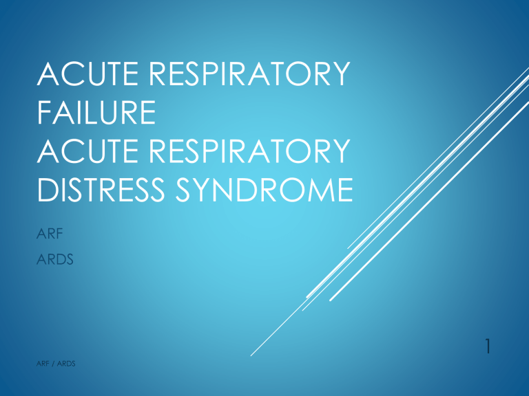 ARF & ARDS: Acute Respiratory Failure Presentation