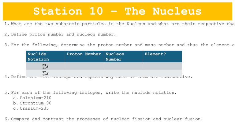 Nuclear Physics Worksheet: Radioactivity & Decay