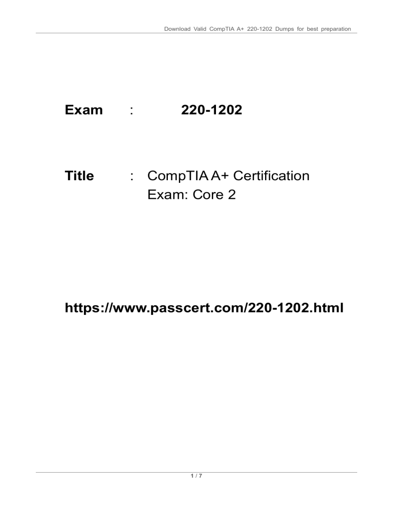CompTIA A+ 220-1202 Exam Dumps: Practice Questions