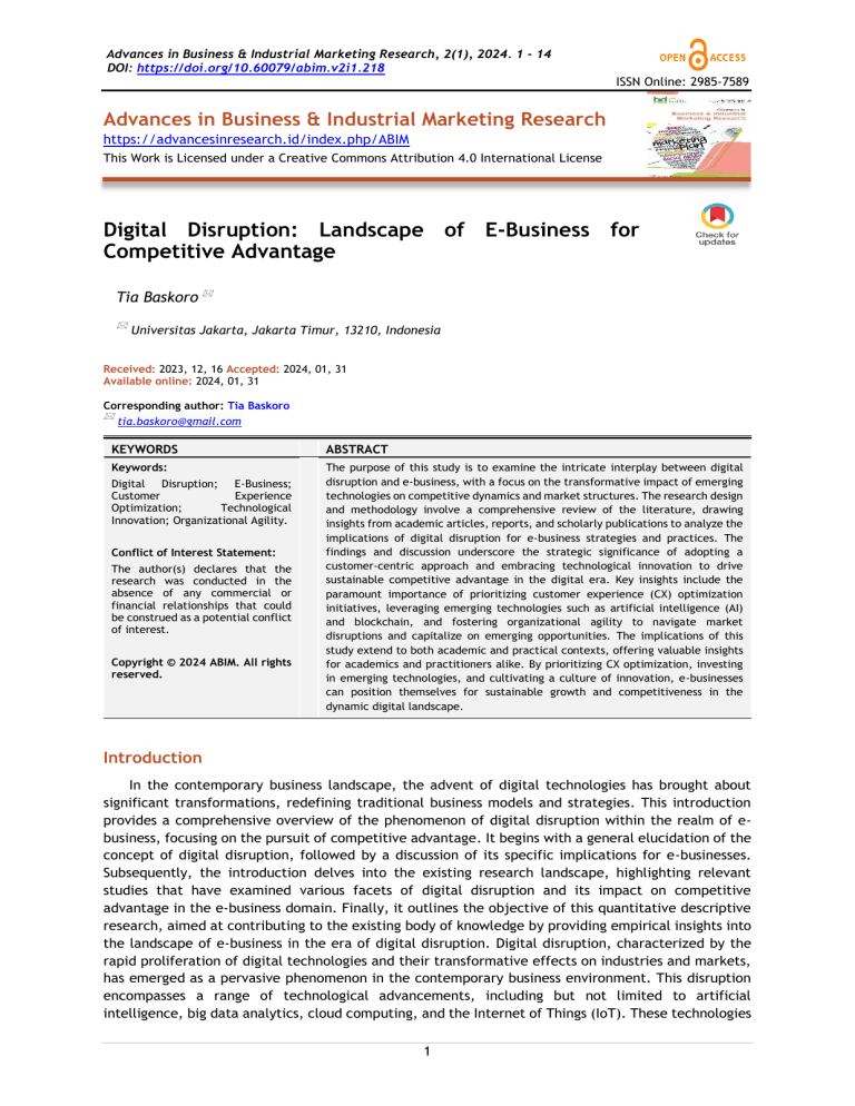 Digital Disruption & E-Business: Competitive Advantage