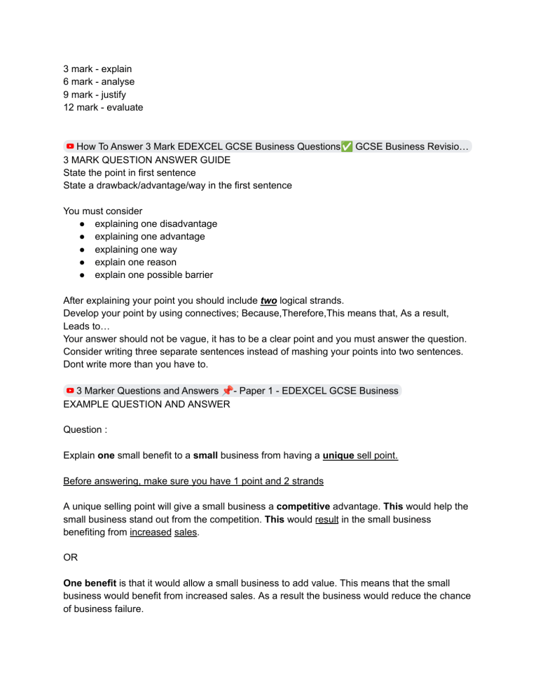 GCSE Business Revision: Answering Exam Questions