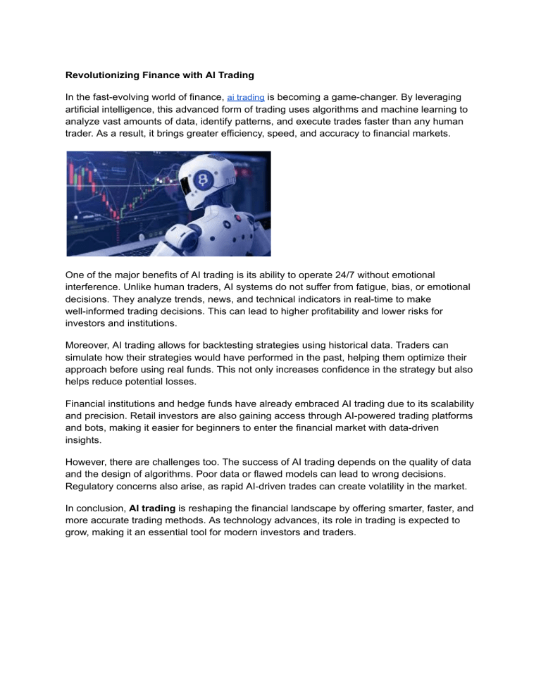 AI Trading: Revolutionizing Finance with Artificial Intelligence