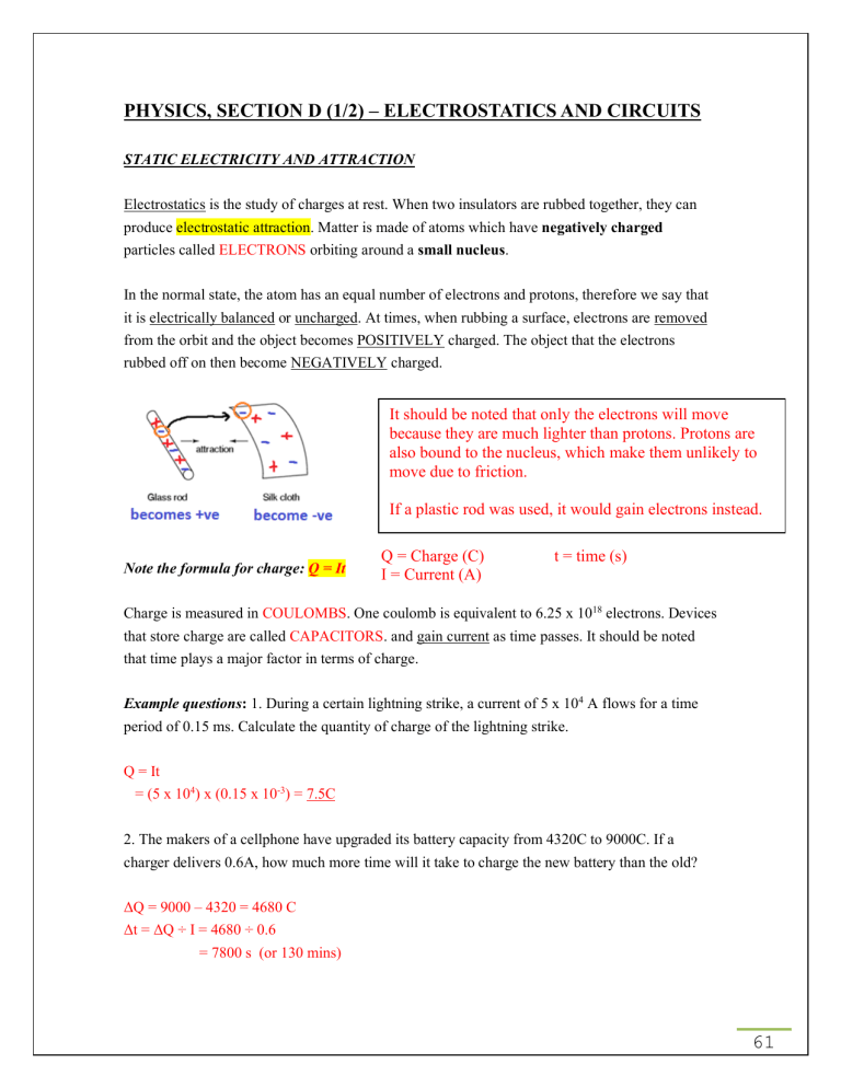 Electrostatics & Circuits: Physics Textbook Excerpt