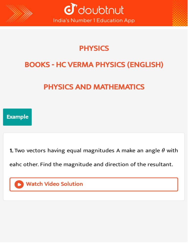 HC Verma Physics: Vectors & Calculus Examples