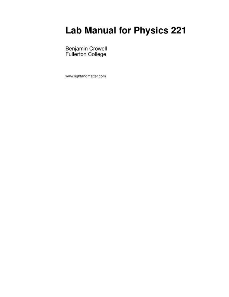 Physics 221 Lab Manual: Experiments & Error Analysis