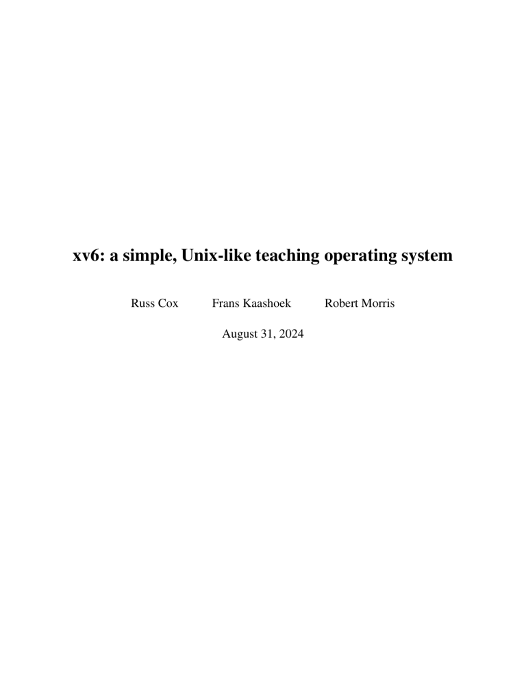xv6 Operating System Textbook