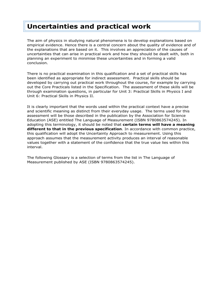 Uncertainties in Physics Practical Work: A Guide