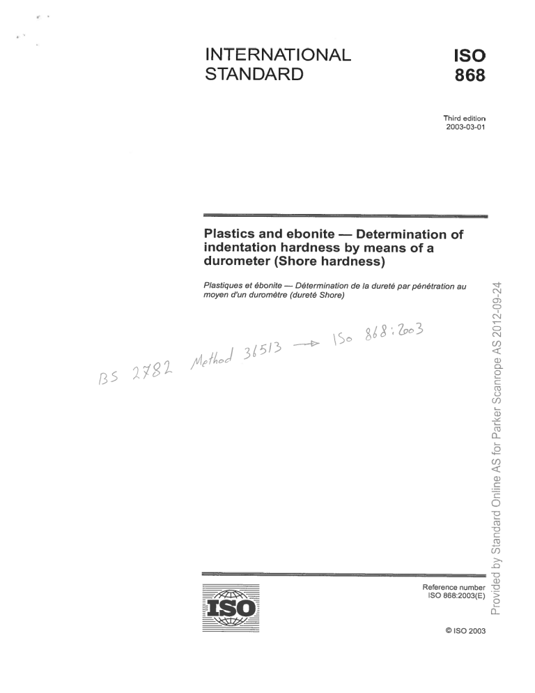 ISO 868: Plastics & Ebonite Hardness Testing Standard
