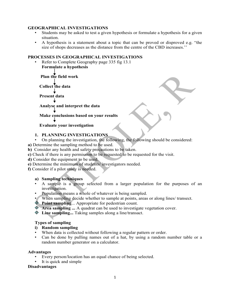 Geographical Investigations: Study Notes & Methods