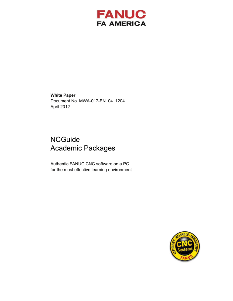 NCGuide Academic Packages: FANUC CNC Software for Education