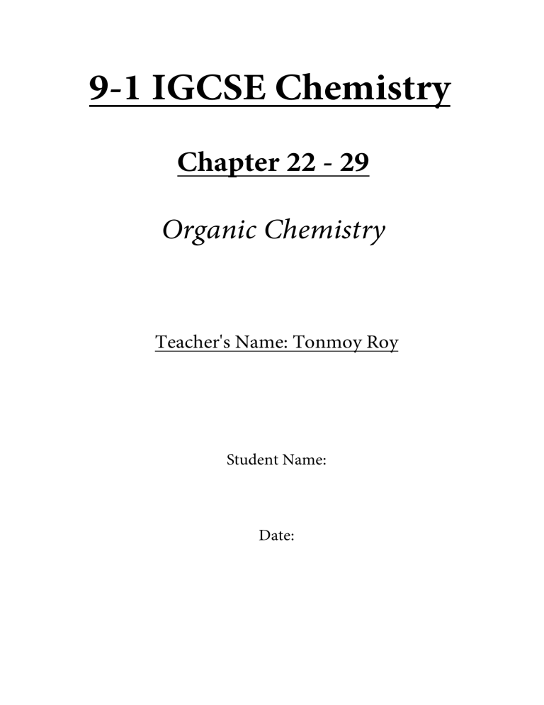 IGCSE Chemistry: Organic Chemistry Worksheet