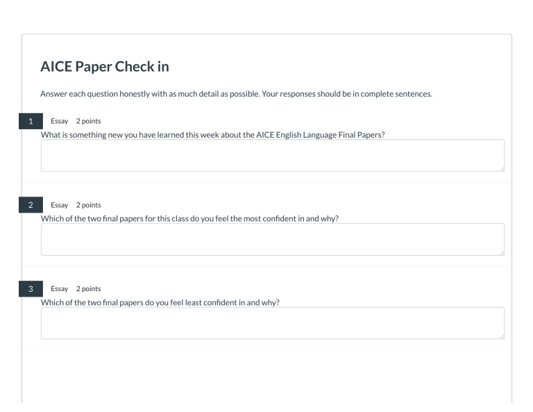 AICE English Language Final Paper Check-in