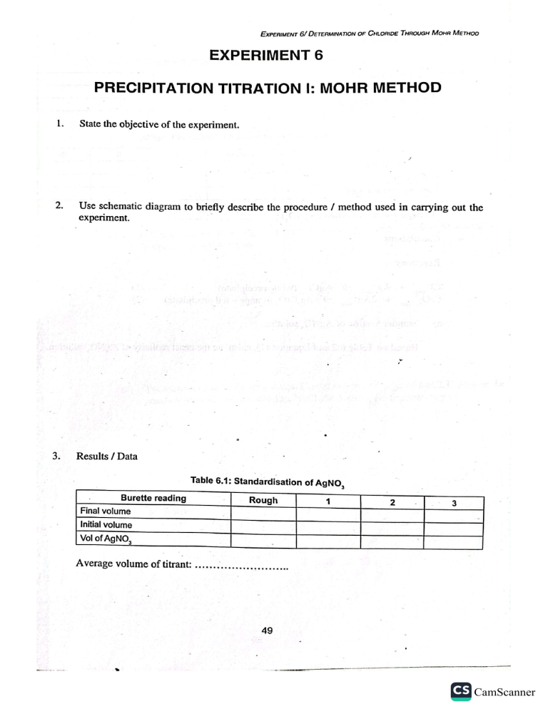 Precipitation Titration: Mohr Method Experiment