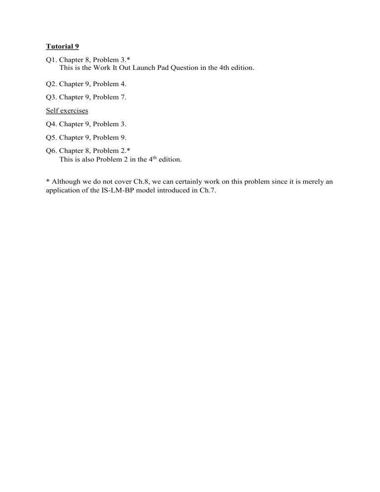IS-LM-BP Model Tutorial: Chapter 8 & 9 Problems