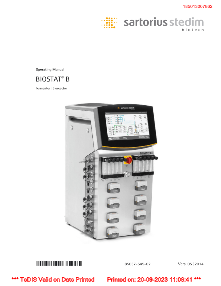 BIOSTAT® B Fermenter/Bioreactor Operating Manual