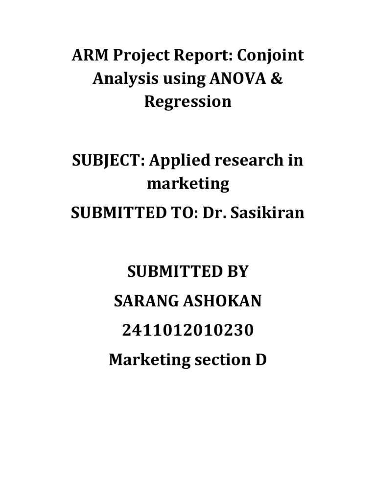 Conjoint Analysis: ANOVA & Regression in Marketing