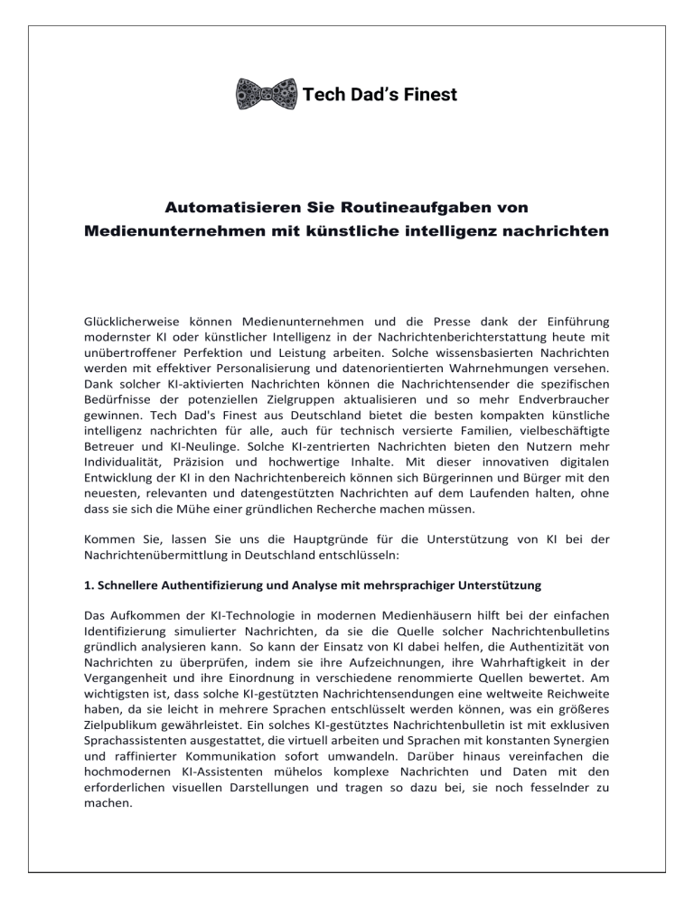 KI in Medien: Automatisierung von Nachrichten mit künstlicher Intelligenz