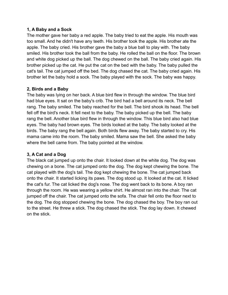 Short Stories for Kids: Babies, Birds, Cats & Dogs