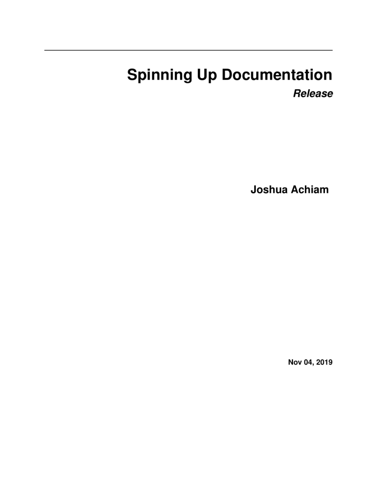 Spinning Up: Deep RL Documentation