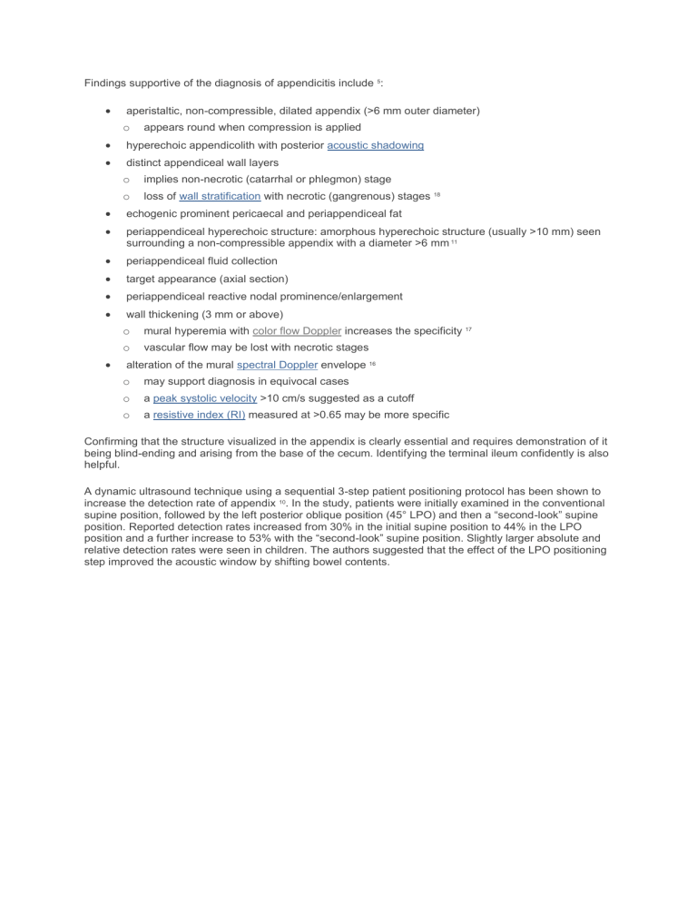 Appendicitis Ultrasound Findings & Diagnosis