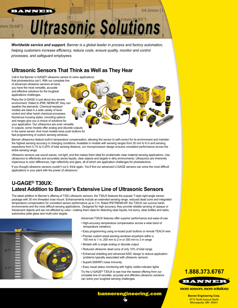 Banner U-GAGE Ultrasonic Sensors: Solutions & Specs