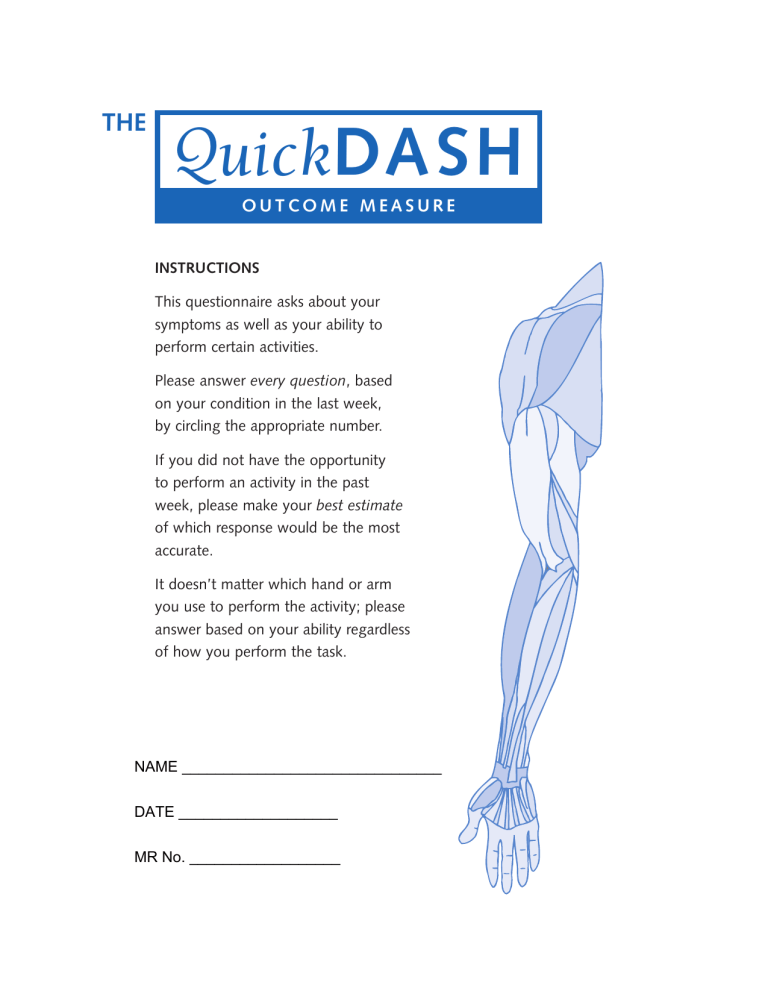 QuickDASH Outcome Measure Questionnaire