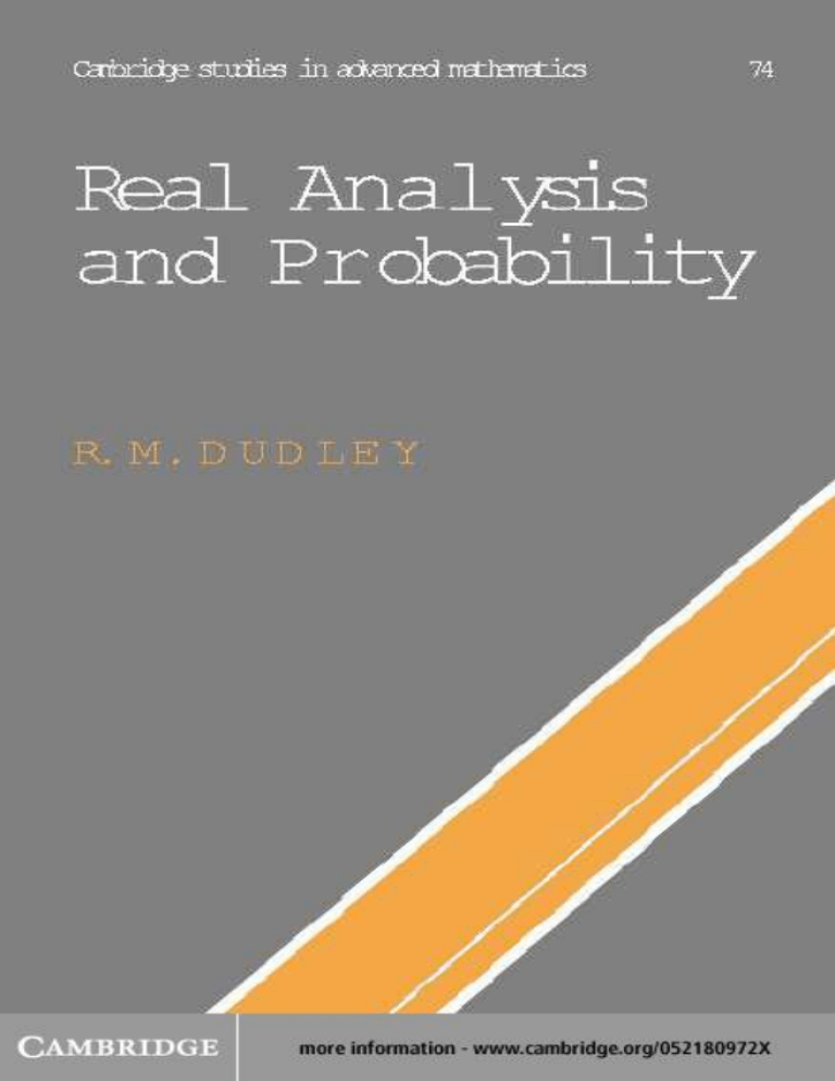 Real Analysis and Probability Textbook