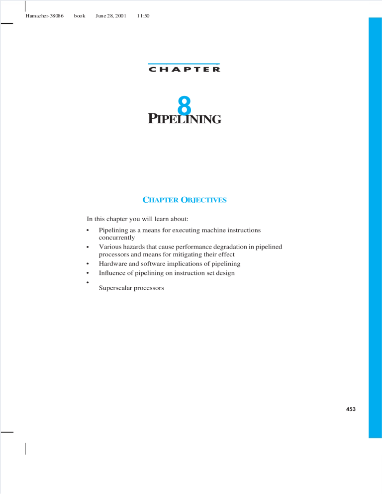 Pipelining in Computer Architecture: Chapter 8