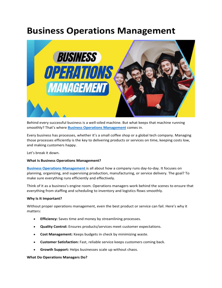Business Operations Management: An Overview