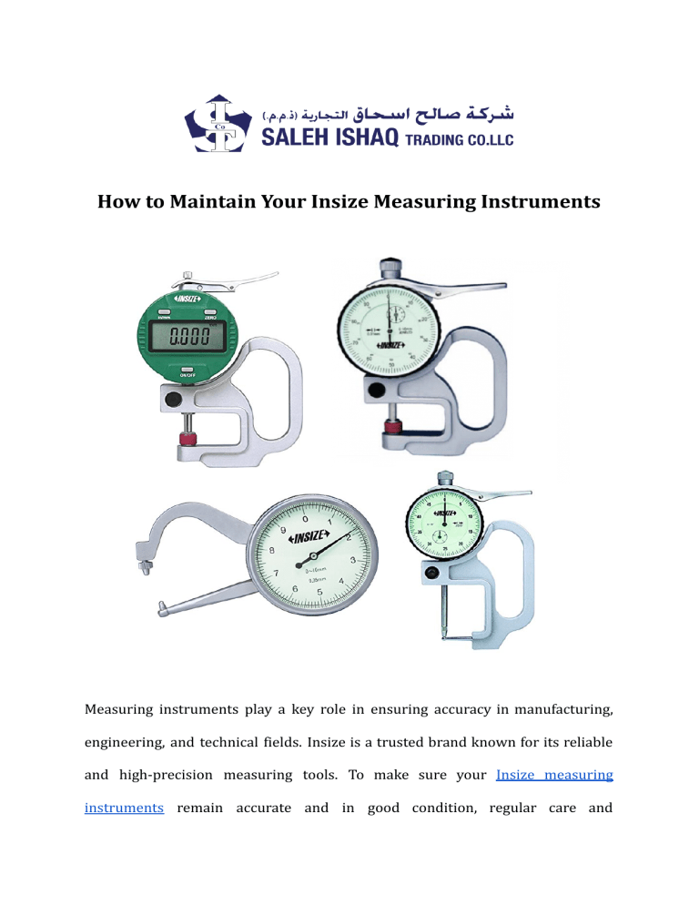 Insize Measuring Instrument Maintenance Guide