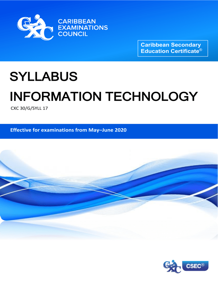 CSEC Information Technology Syllabus (2020)
