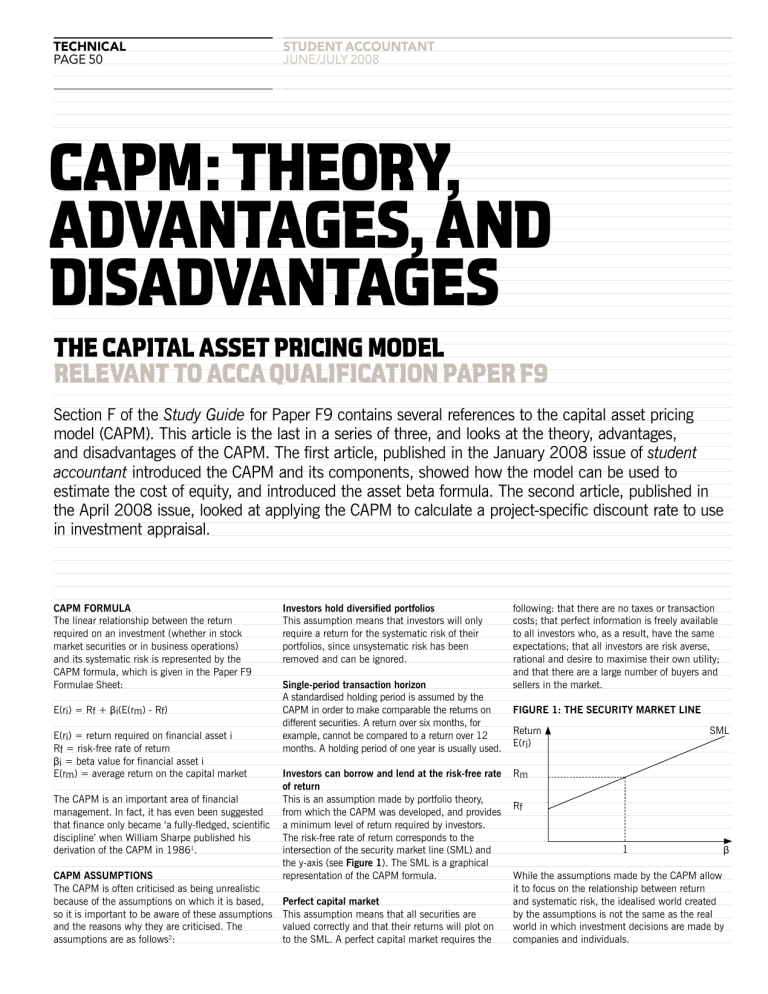 CAPM: Theory, Advantages, and Disadvantages