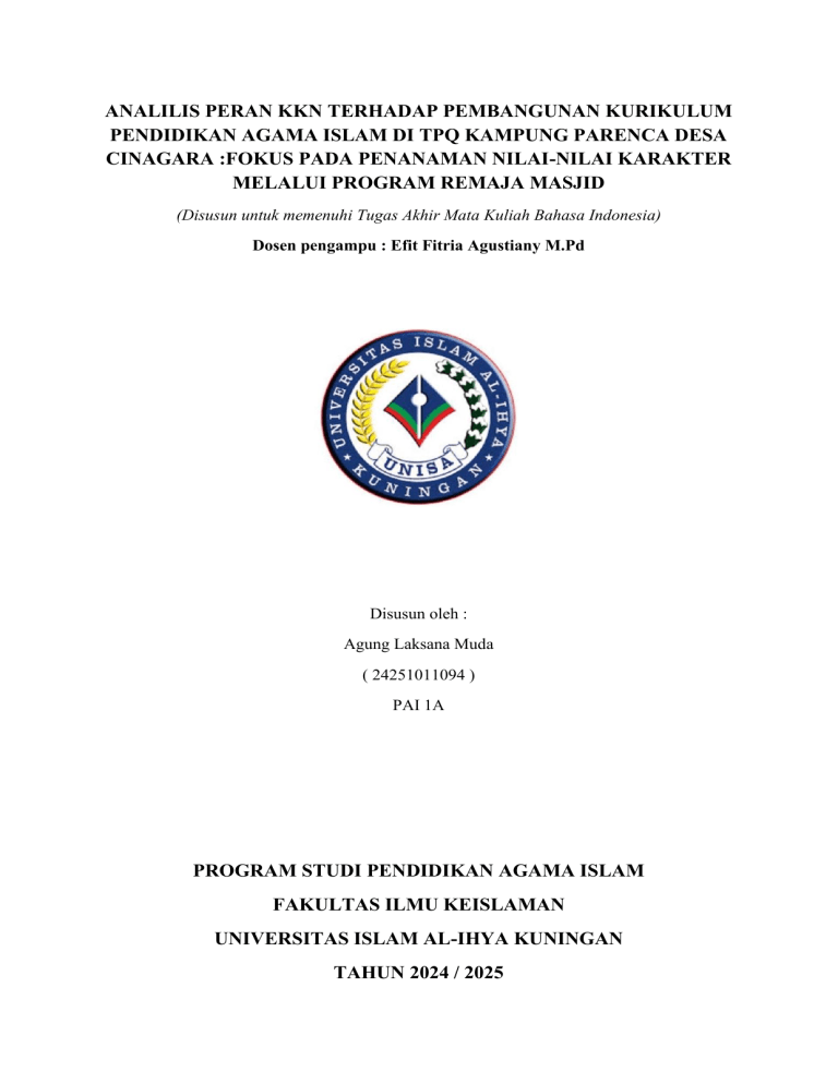 KKN & Pengembangan Kurikulum PAI di TPQ: Pembentukan Karakter