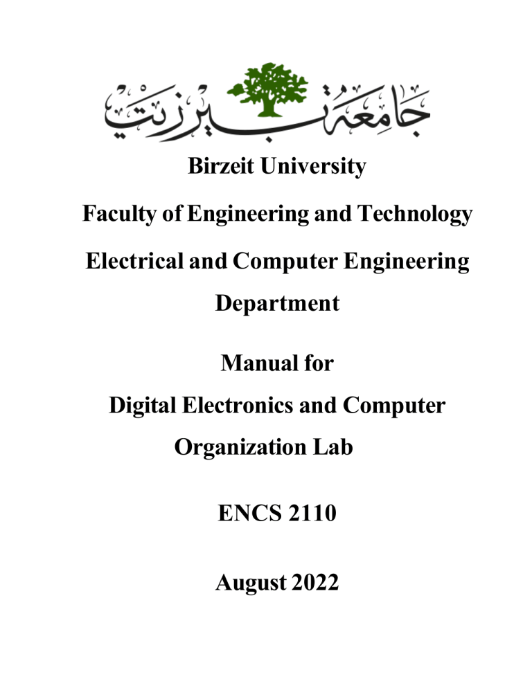 Digital Electronics & Computer Org Lab Manual - Birzeit University