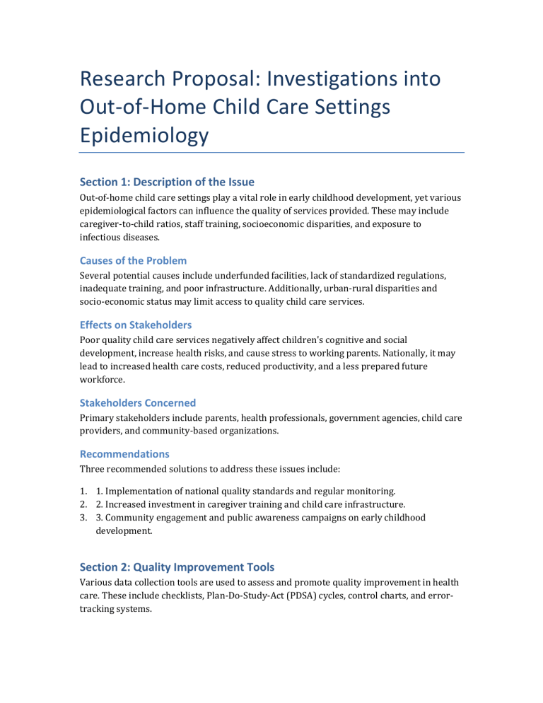 Child Care Epidemiology: Research Proposal for Quality Improvement