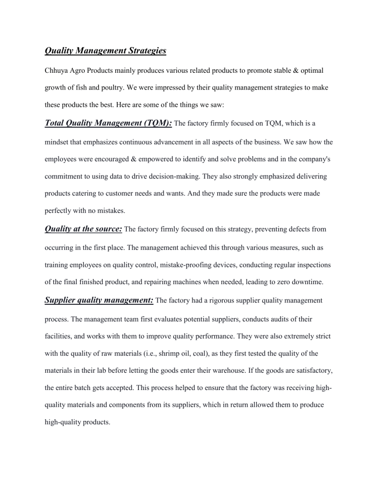 Quality & Inventory Management at Chhuya Agro Products