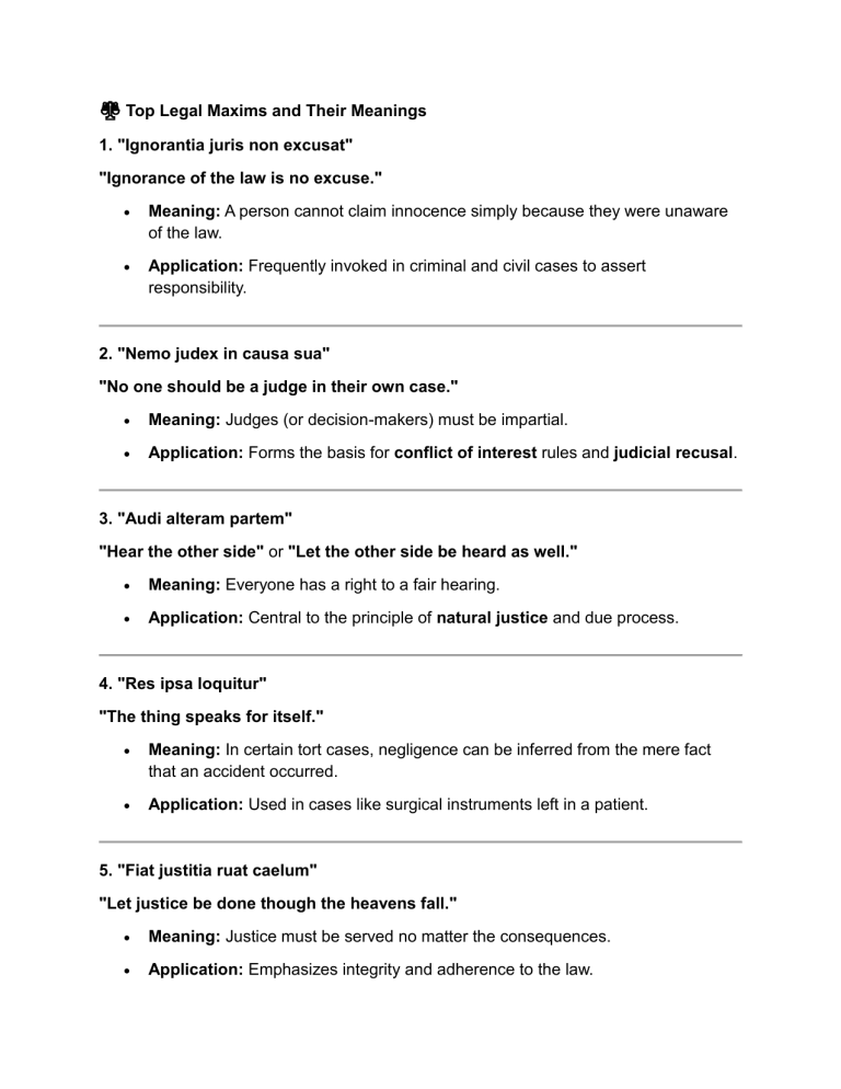 Top Legal Maxims & Meanings: Essential Law Principles Explained