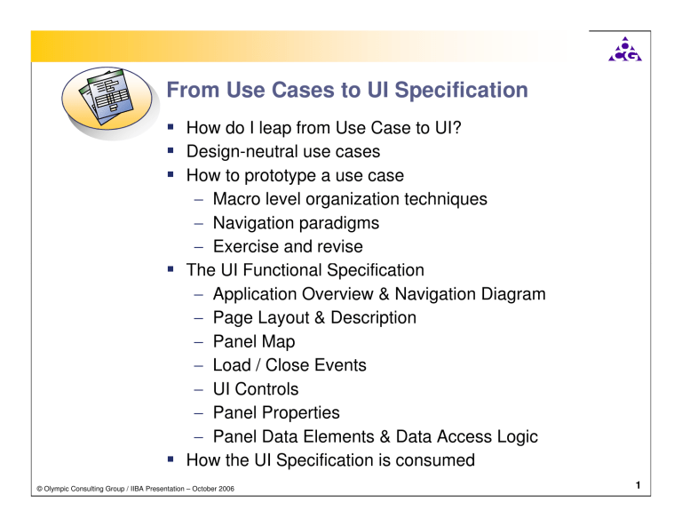 Use Cases to UI Specification: Design & Prototyping