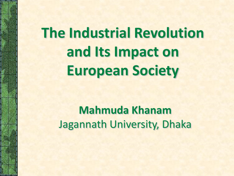Industrial Revolution & European Society Impact
