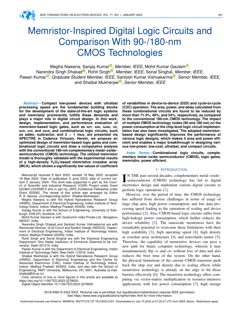 Memristor Logic Circuits vs. CMOS: Performance Analysis