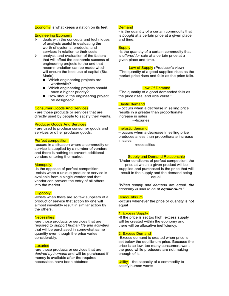 Engineering Economy: Concepts & Analysis