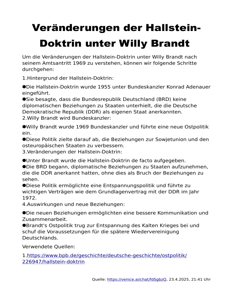 Hallstein-Doktrin Änderungen unter Willy Brandt