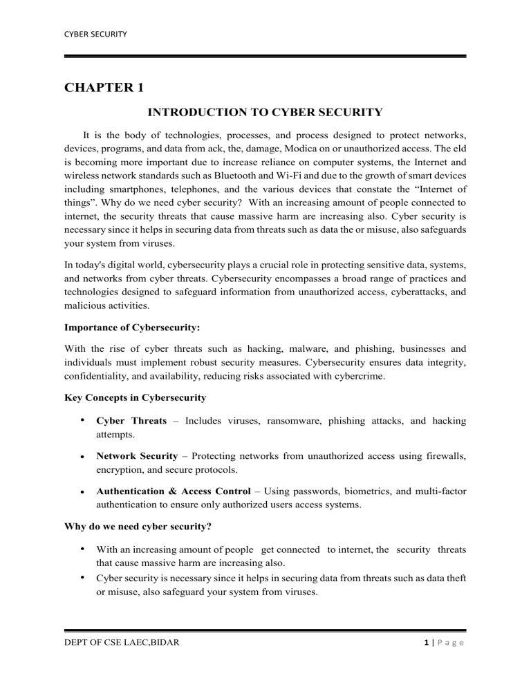 Cybersecurity Introduction: Threats, Attacks, and Security Types