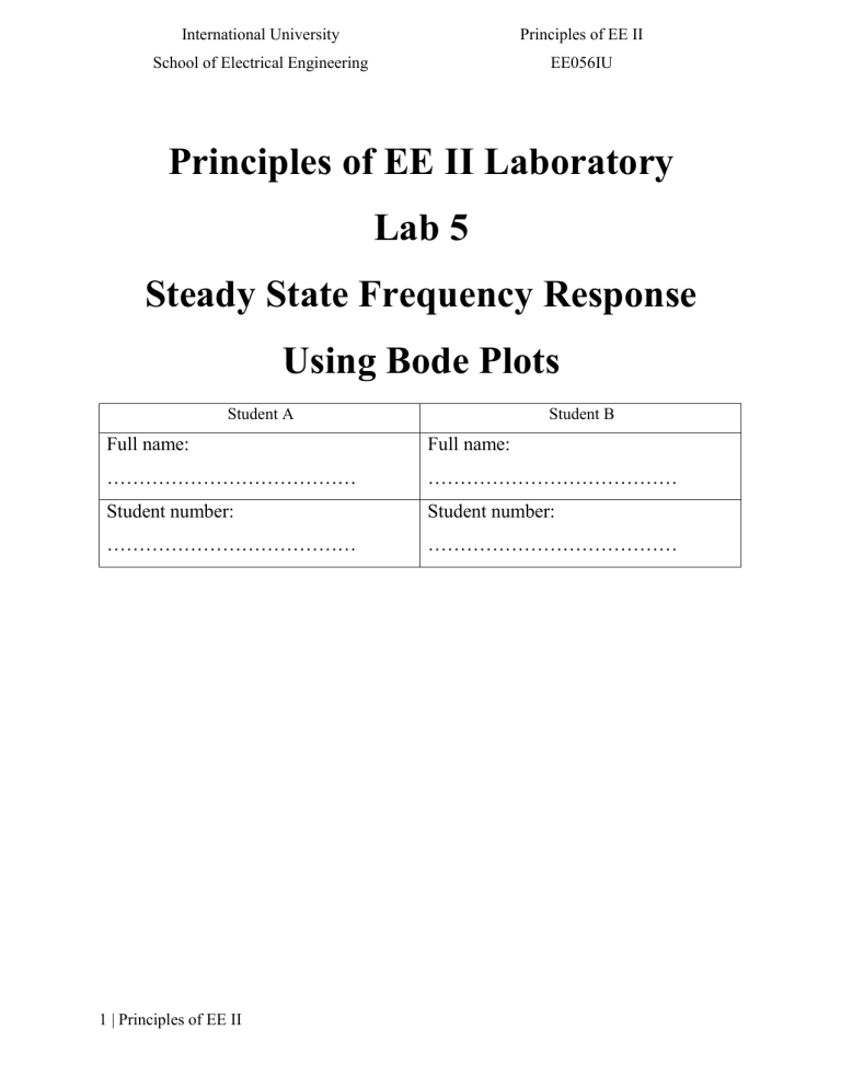 Bode Plots: Steady State Frequency Response Lab